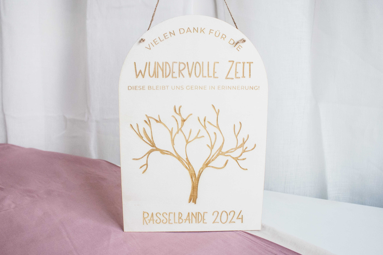 Verabschiedungsgeschenk für Erzieherin - Holzschild mit Fingerabdruck ...